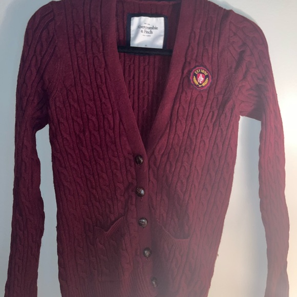 Abercrombie & Fitch | Sweaters | Medium Maroon Cardigan From ...